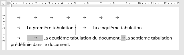 Tabulations Et Taquets De Tabulation Dans Le Document Word Microsoft
